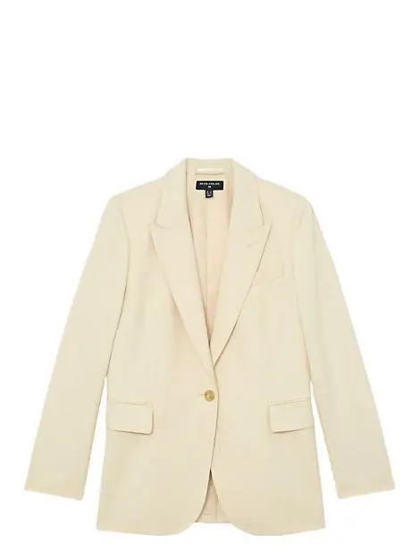 REISS Anya Peak-lapel Silk And Wool Blazer - Cream