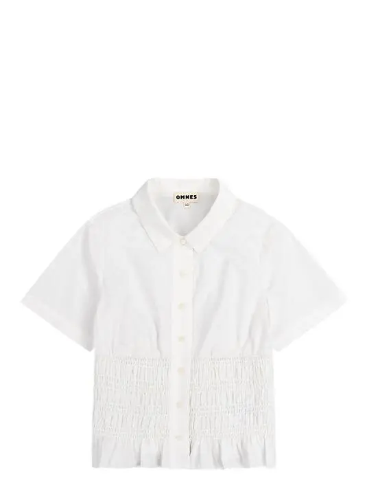 OMNES Merida Shirred-panel Cotton Blouse - White