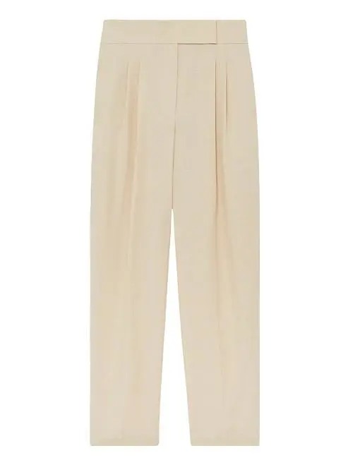 REISS Camilla Pleated-leg Woven Trousers - Cream