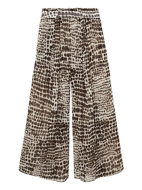 REISS X Atelier Aurelie Animal-print Woven Trousers - Chocolate