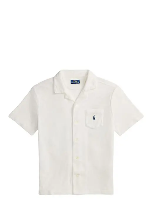 Polo Ralph Lauren Logo-embroidered Terry-textured Cotton-blend Shirt - White