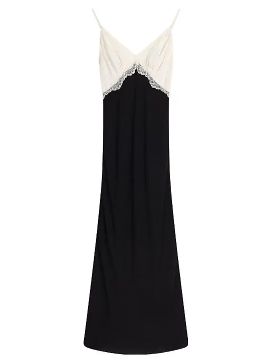 OMNES Colour-block Woven Maxi Dress - Black/white