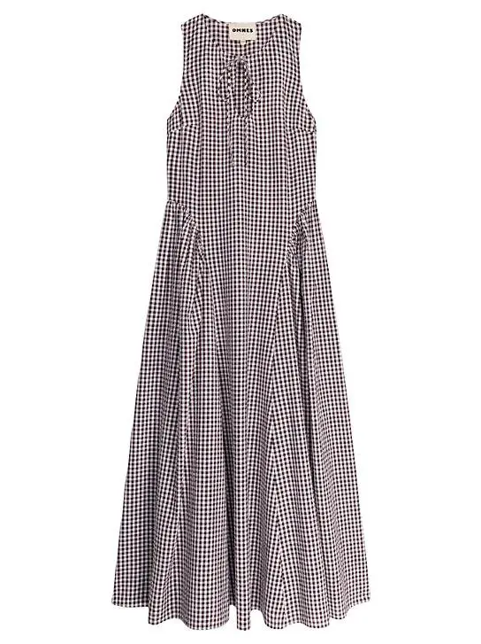 OMNES Margate Gingham-print Cotton Maxi Dress - Chocolate Gingham