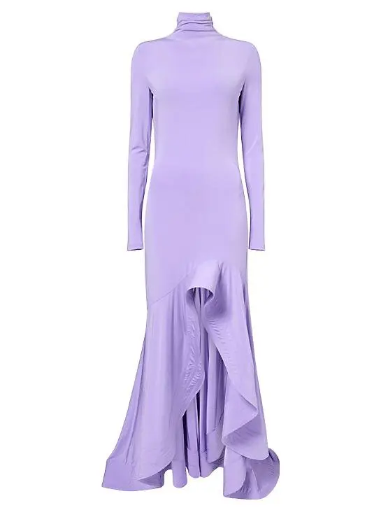 Stella McCartney Frill Long-sleeve Jersey Maxi Dress - Lilac