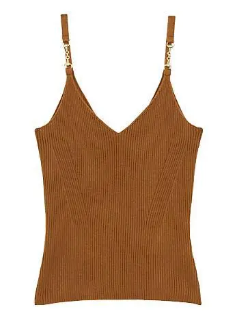 REISS Silk-blend Vest - Rust