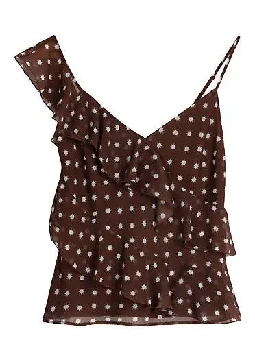 OMNES Francie Polka-dot Woven Top - Chocolate