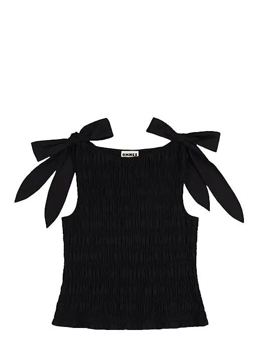 OMNES Mathilde Tie-strap Cotton Top - Black