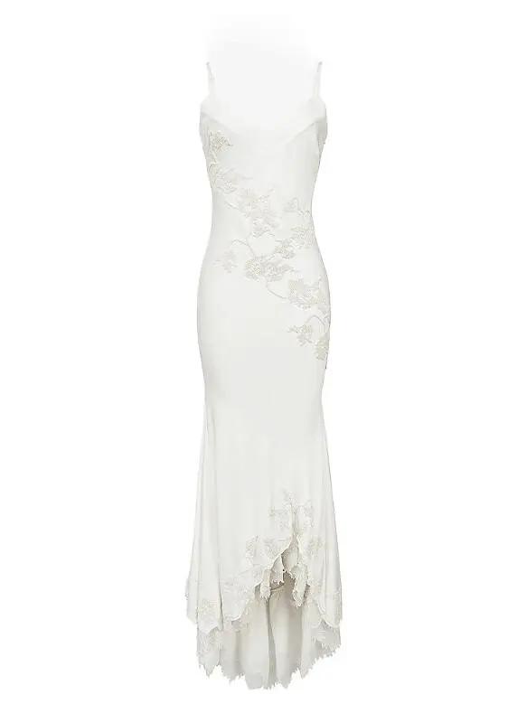 House Of Cb Anastelle Bead-embellished Bridal Gown - Vintage Ivory