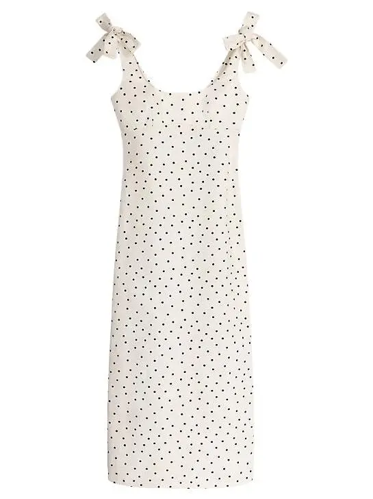 OMNES Morgane Polka Dot Cotton Midi Dress - White Polka Dot