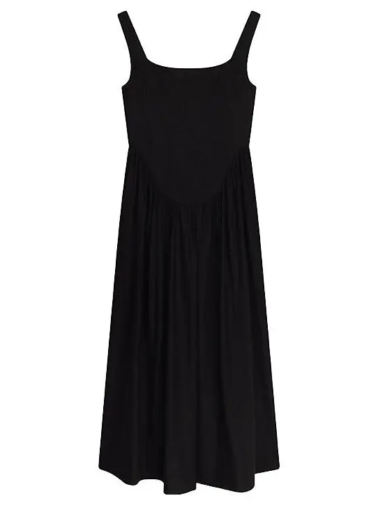 OMNES Suri Square-neck Linen-blend Maxi Dress - Black
