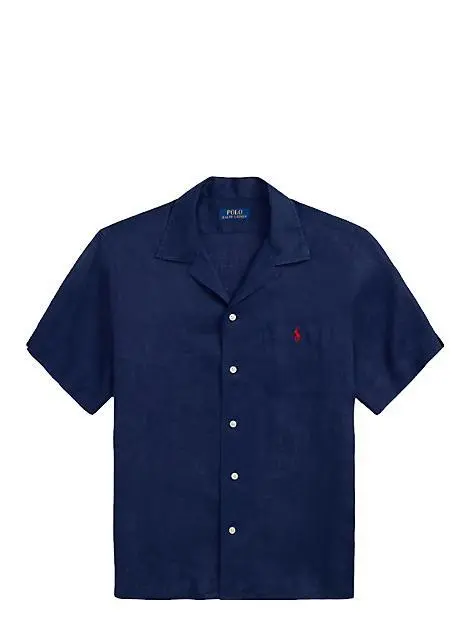 Polo Ralph Lauren Logo-embroidered Camp-collar Linen Shirt - Newport Navy