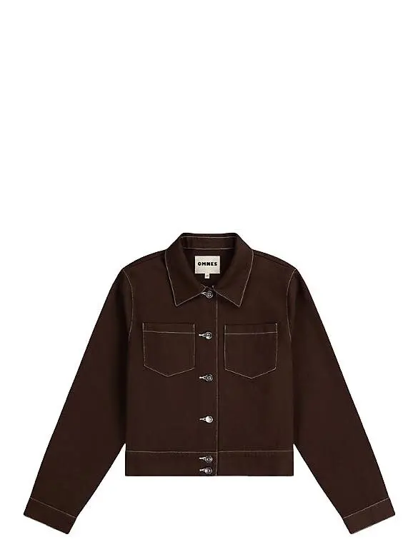OMNES Contrast-stitch Cotton Jacket - Brown
