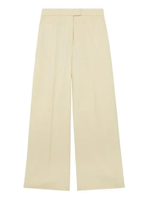 REISS Anya Wide-leg Silk And Wool Trousers - Cream
