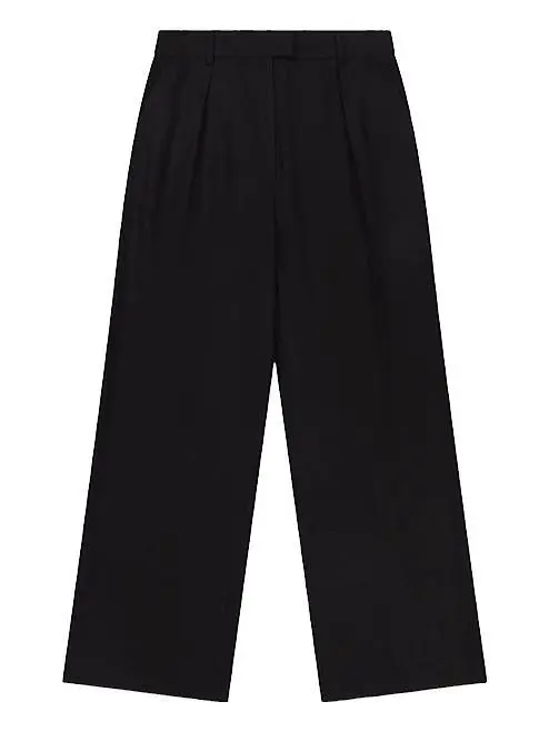 OMNES Wide-leg Linen-blend Trousers - Black