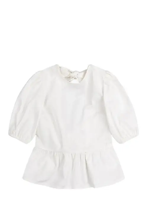 OMNES Cotton Puff-sleeve Top - White