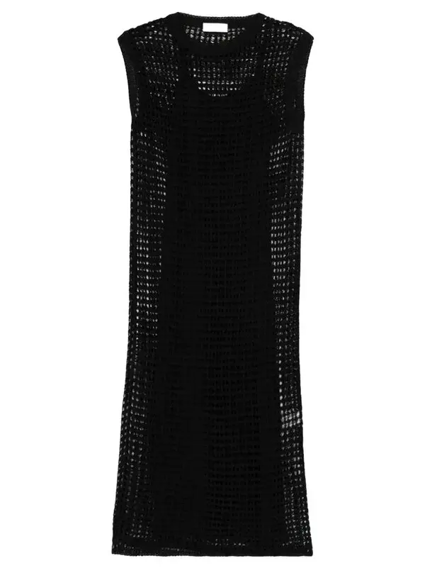 ROBERTO COLLINA Mesh-knit Sleeveless Midi Dress - Black