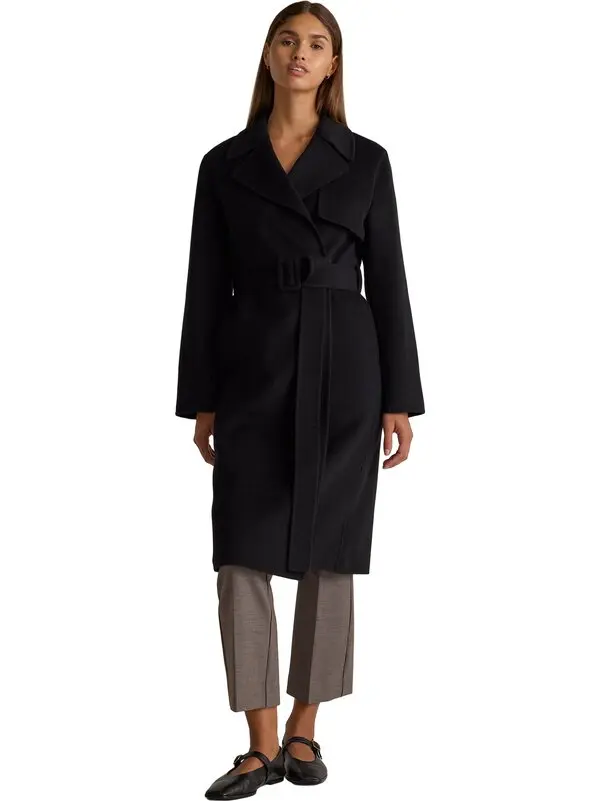 Quince Double-faced Merino Wool Trench Coat - Black