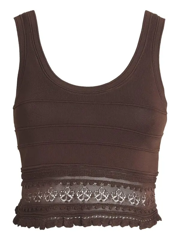 Sandro Pointelle Crop Top - Brown