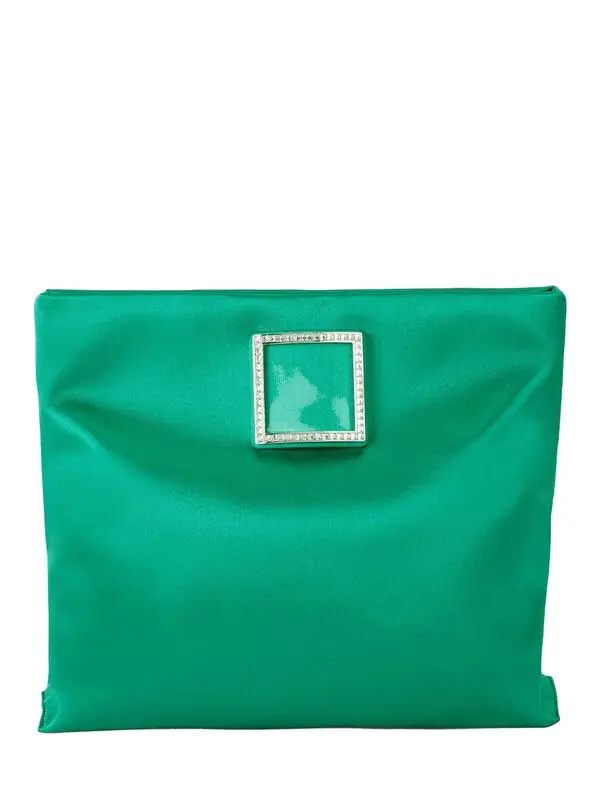 ROGER VIVIER Satin Trompette Pouch - Green