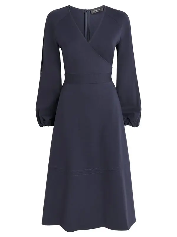 Fabiana Filippi Crepe Wrap Midi Dress - Navy