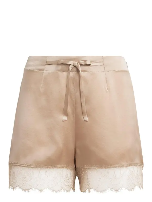 Carine Gilson Louise Silk Satin Shorts - Brown