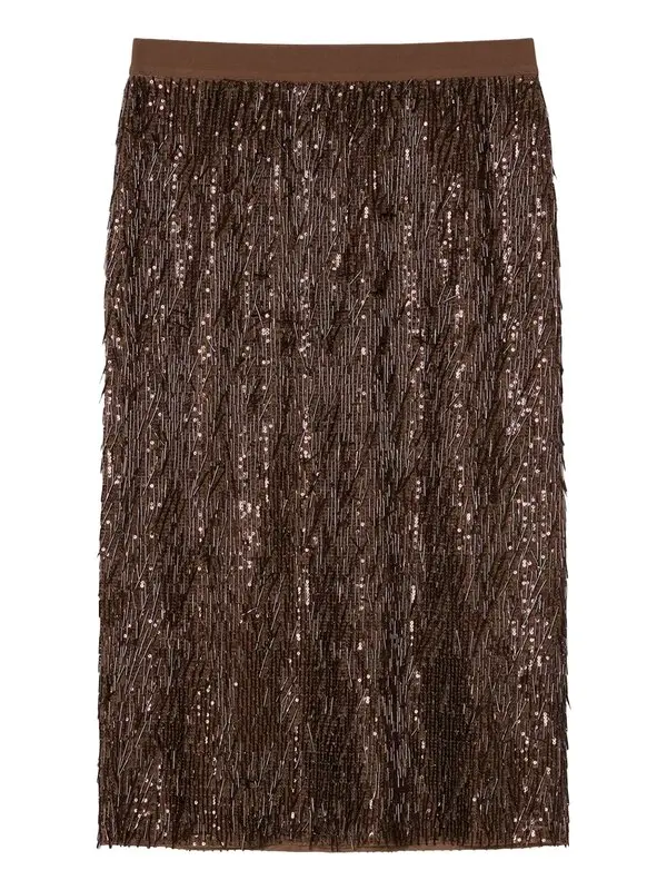 Marina Rinaldi Embellished Midi Skirt - Brown