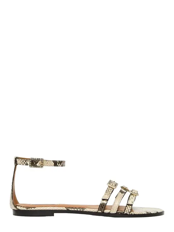 Marina Rinaldi Leather Snakeskin-effect Sandals - Grey