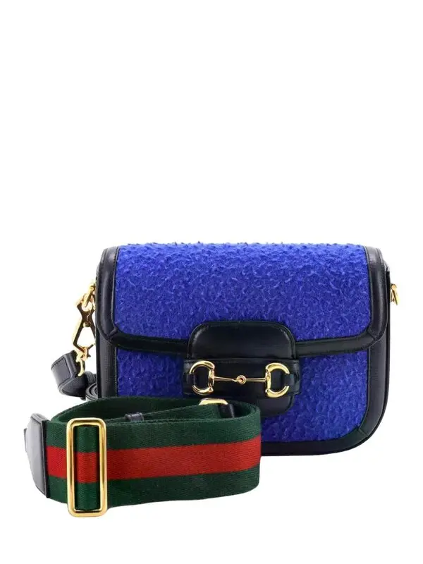 Gucci Horsebit 1955 Wool Mini Crossbody Bag - Blue