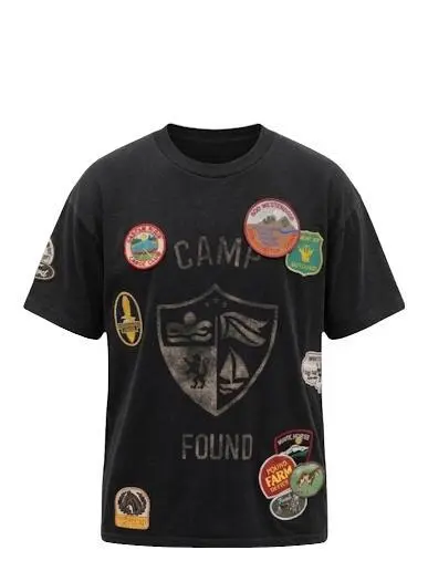 FOUND Embroidered Patches Camp Tee Shirt - Black