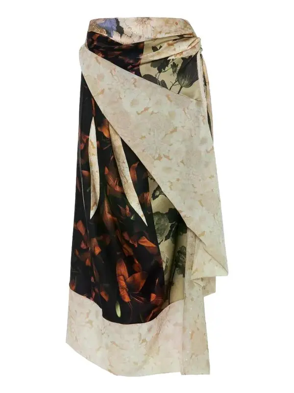 MAISON MARGIELA Asymmetrical Floral Midi Skirt - Neutrals