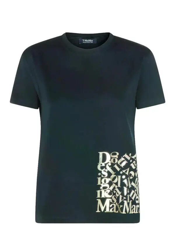 Max Mara Graphic Cotton T-shirt - Blue