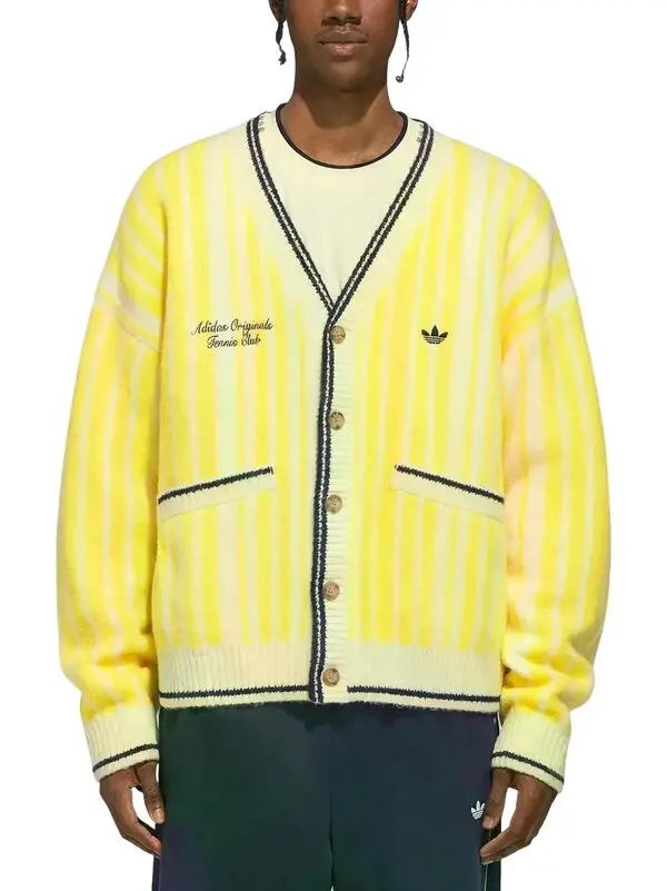 Adidas Cheviot Striped Cardigan - Yellow