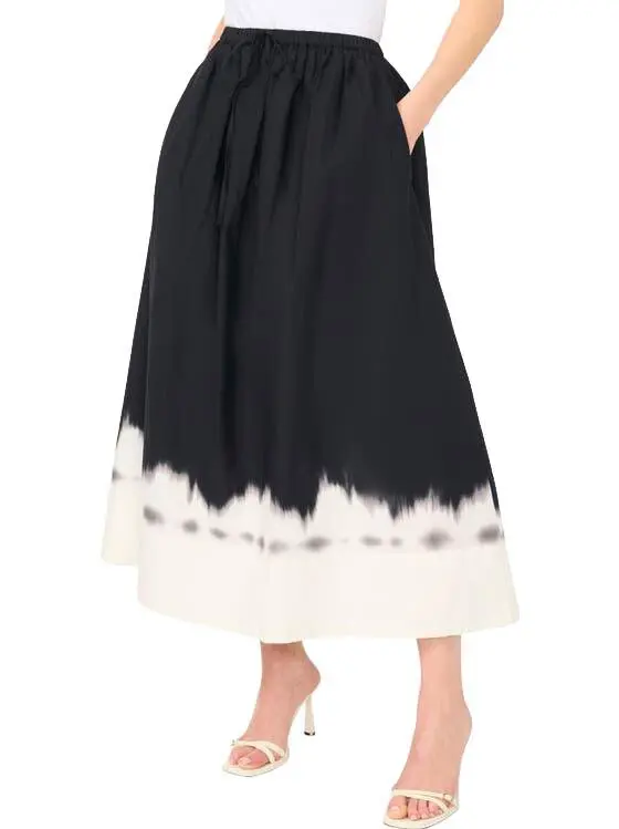 Halogen Drawstring Cotton Maxi Skirt - Rich Black 060