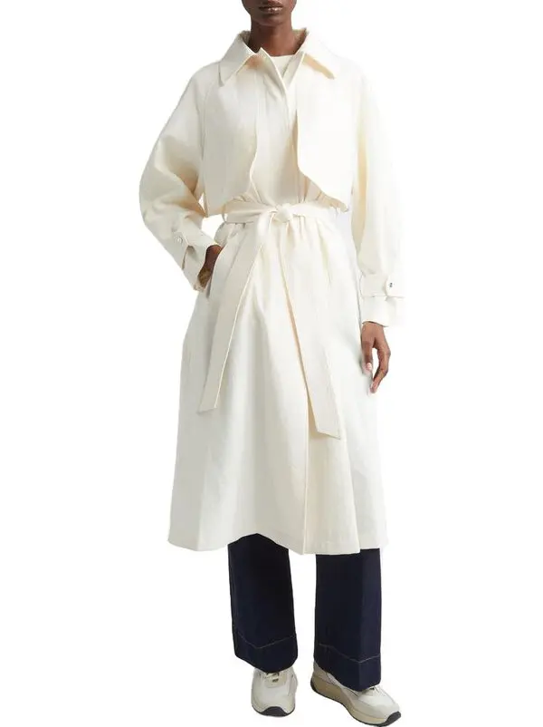 Herno Belted Crinkled Trench Coat - 1200 White
