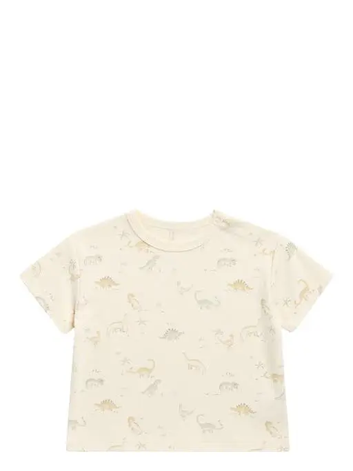 QUINCY MAE Dinosaur Boxy Graphic T-shirt - Ivory
