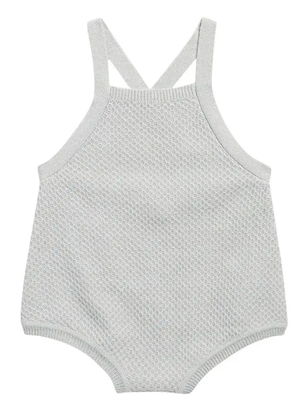 QUINCY MAE Organic Cotton And Linen Blend Shortalls - Sky