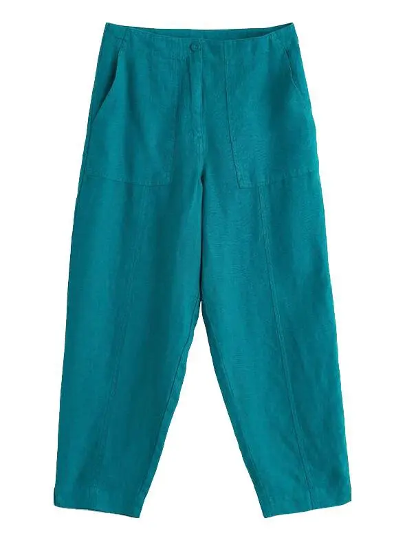 SEASALT CORNWALL Saltings Cropped Linen Pants - Deep Dive