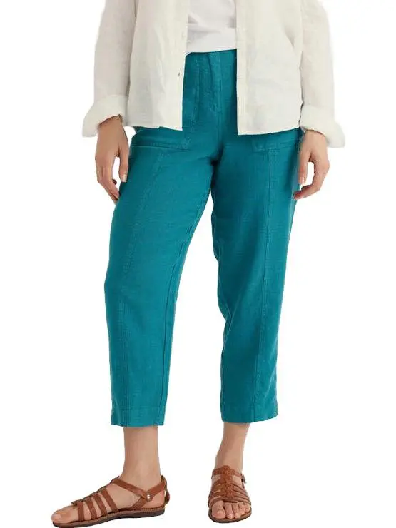 SEASALT CORNWALL Saltings Cropped Linen Pants - Deep Dive