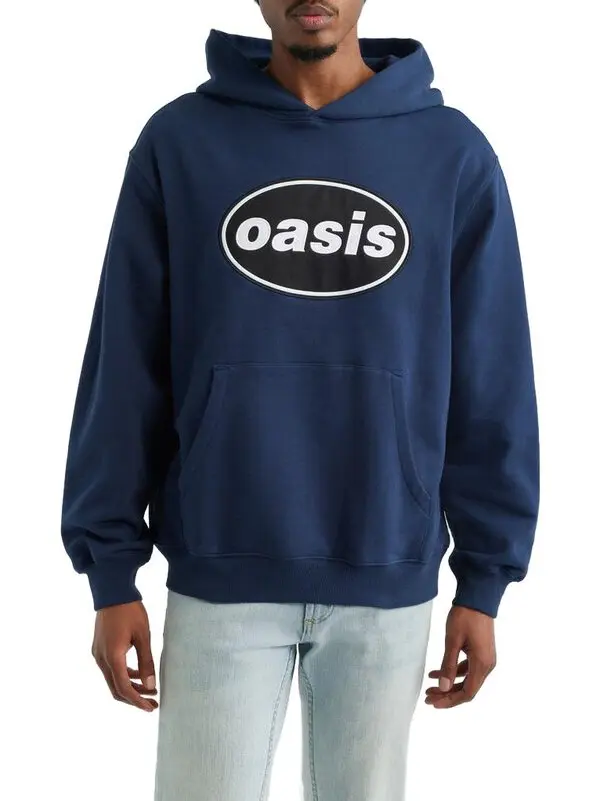 PLEASURES X Oasis Knebworth Graphic Hoodie - Navy
