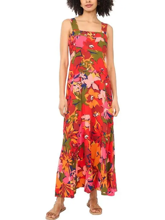 Vince Camuto Printed Sleeveless Maxi Dress - Lobster Red