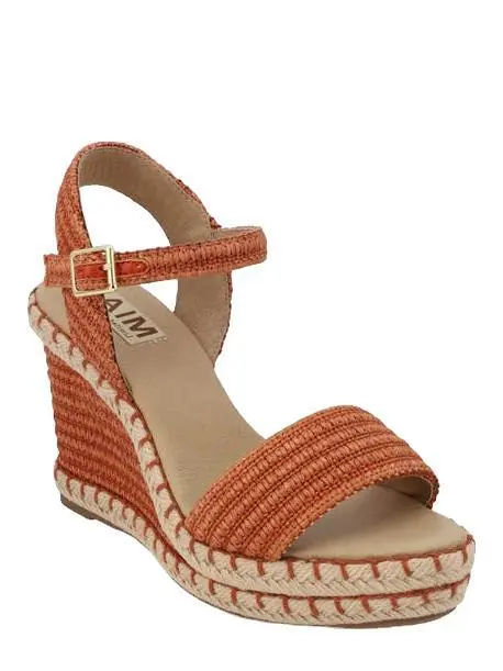 Mia Milazzo Platform Wedge - Rust Raffia