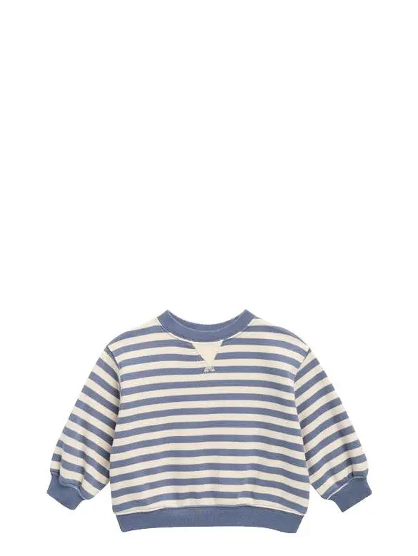 RYLEE + CRU Stripe Oversized Cotton Sweatshirt - Marine