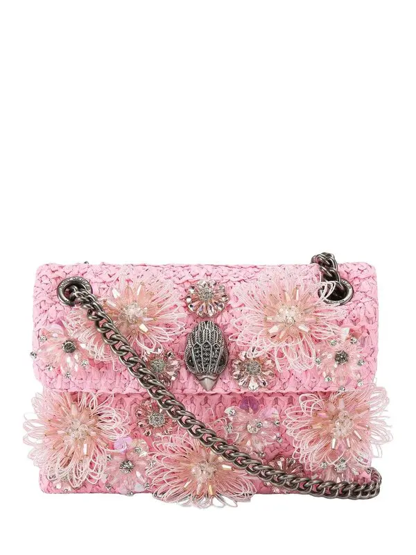 Kurt Geiger Mini Kensington Raffia Convertible Shoulder Bag - Pink