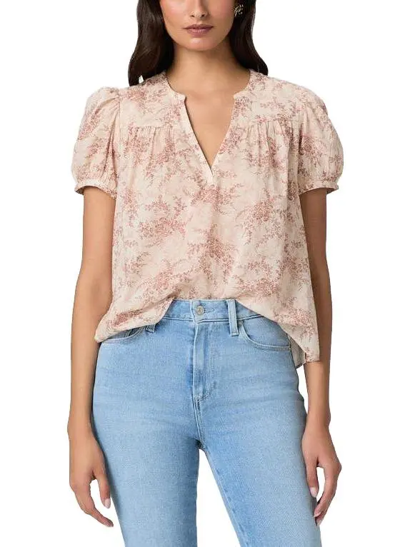 Paige Marlena Floral Cotton Blouse - Bone/sunset