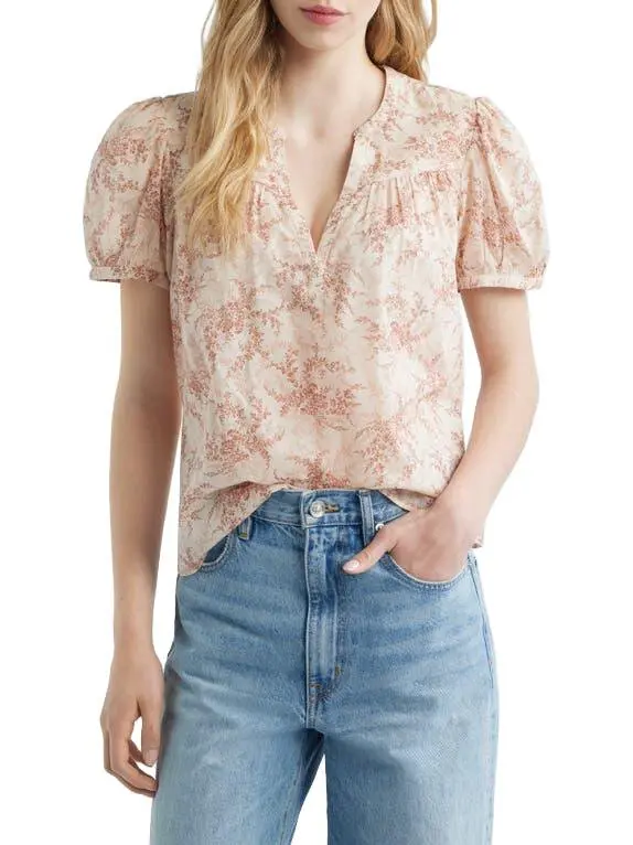 Paige Marlena Floral Cotton Blouse - Bone/sunset