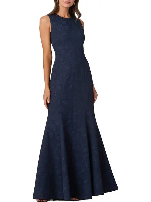 Shoshanna Paisley Jacquard Wilson Gown - Deep Navy