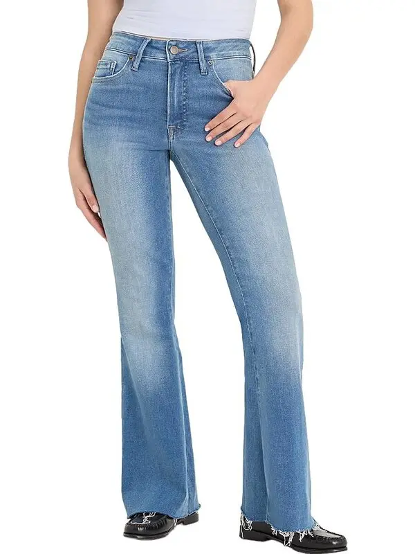 Good American Petite Mid-rise Flare Jeans - Indigo