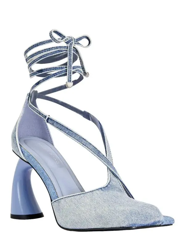 AZALEA WANG Ankle Wrap Sandals - Denim