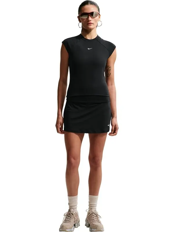 Nike Sportswear Chill Knit Mid-rise Ribbed Skort - Black