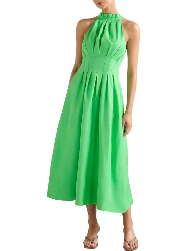 EVER NEW Miller Pleated Midi Dress - Shamrock